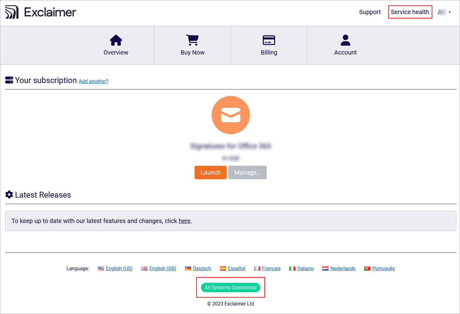 Exclaimer status page – Exclaimer Knowledge Base